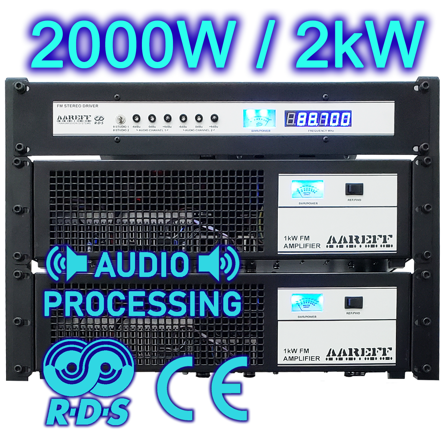 2kW FM Transmitter Stereo DDS with RDS and Audio Processing