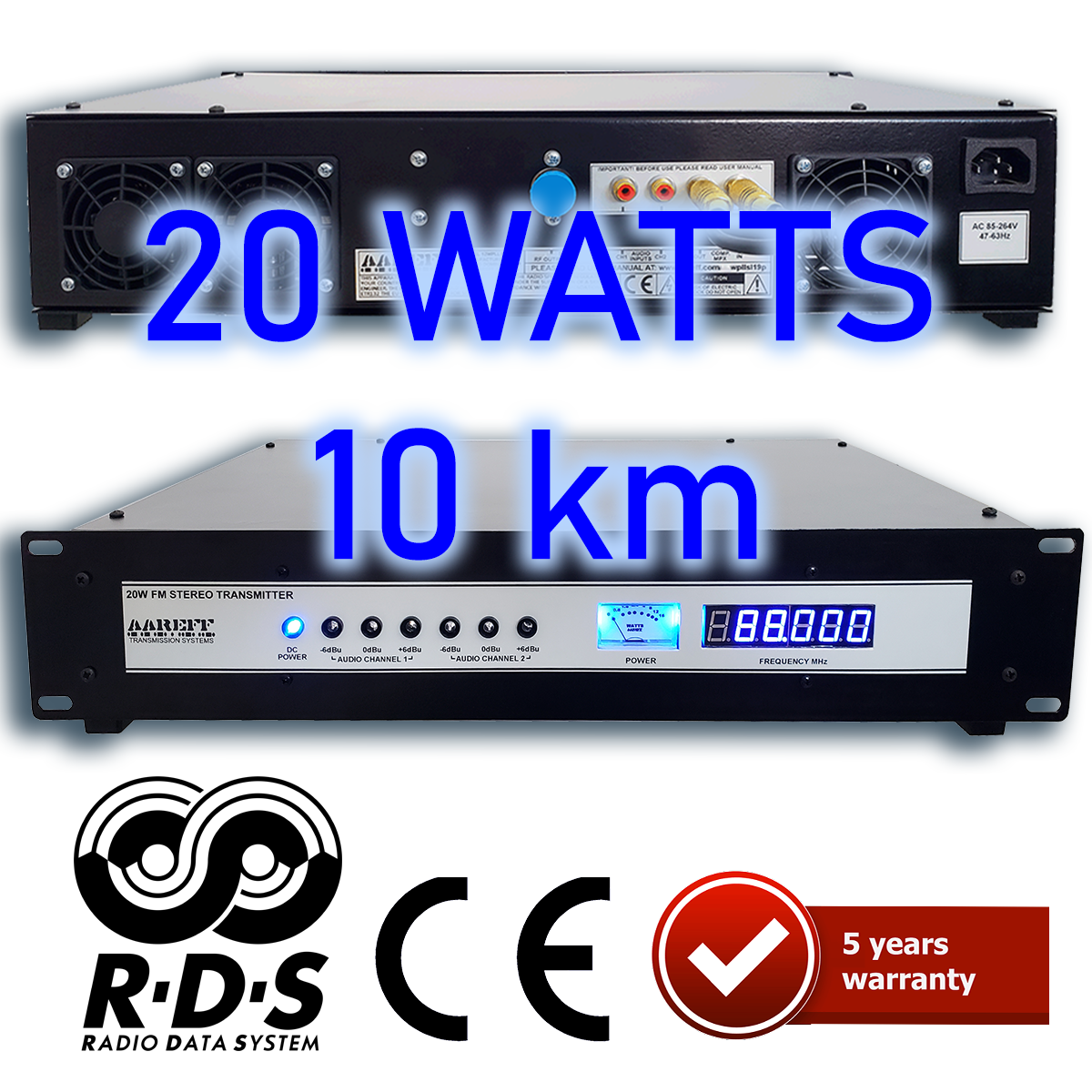 20W FM Transmitter Stereo DDS with RDS and Audio Processing | AAREFF