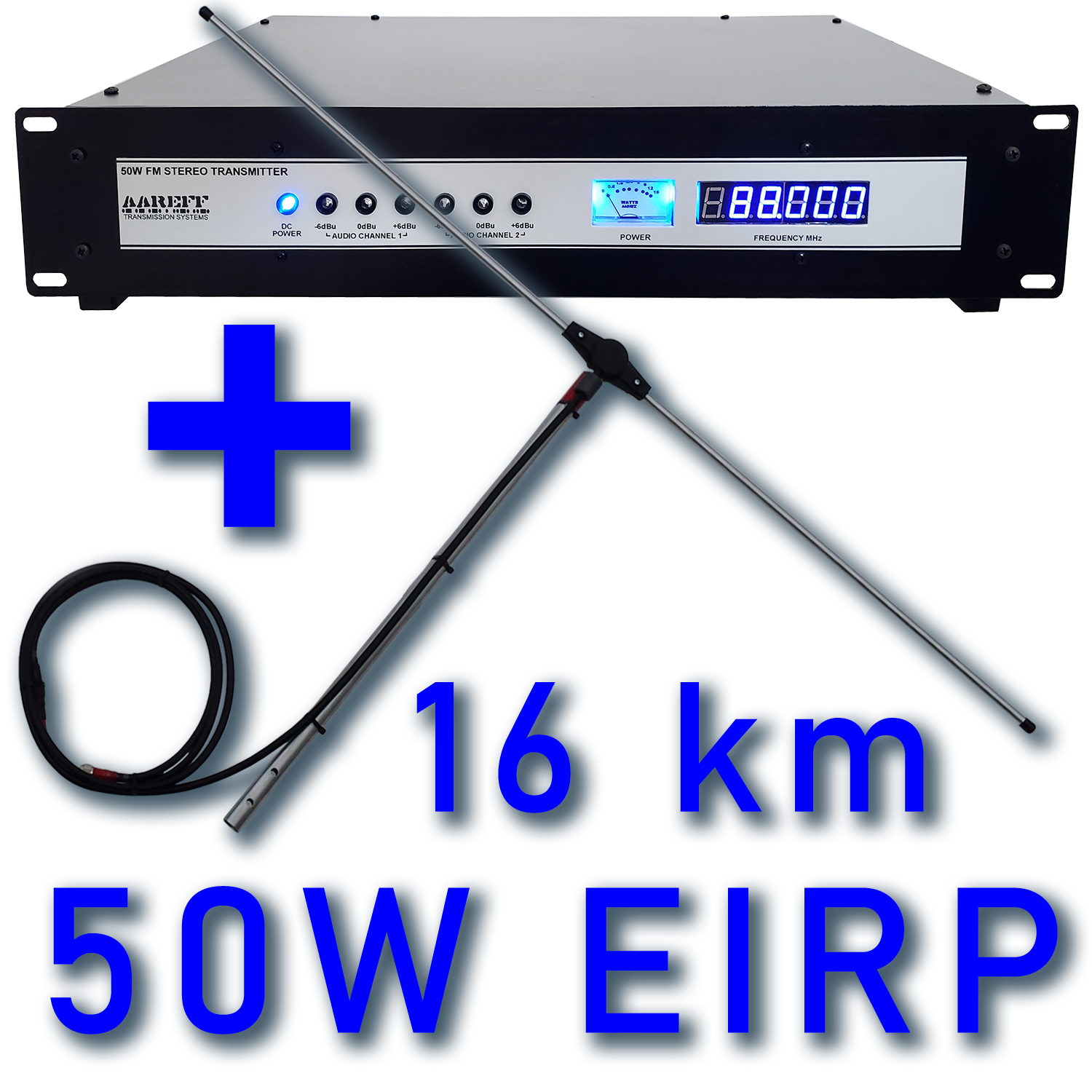 50W EIRP Complete FM Radio Transmitter Broadcasting System